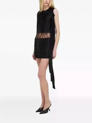 FERRAGAMO Silk Mini Dress With Lace Detail And Fringe