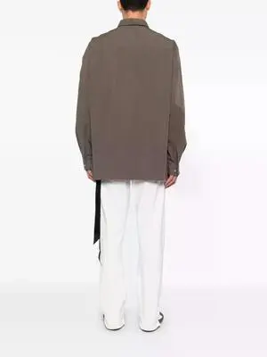 Rick Owens Flap-pocket Shirt With Ribbon Detail - Brown