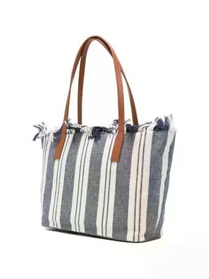 MC2 SAINT BARTH Striped Frayed Tote Bag - Blue