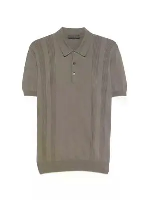 Corneliani Striped Knit Polo Shirt - Grey