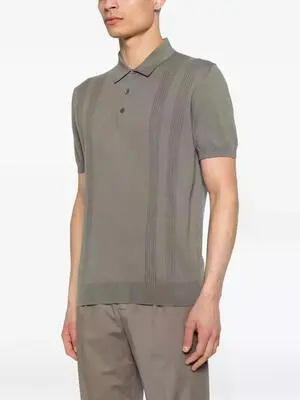 Corneliani Striped Knit Polo Shirt - Grey
