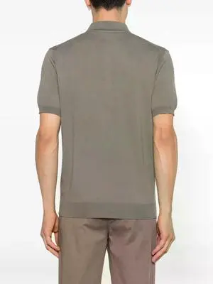 Corneliani Striped Knit Polo Shirt - Grey