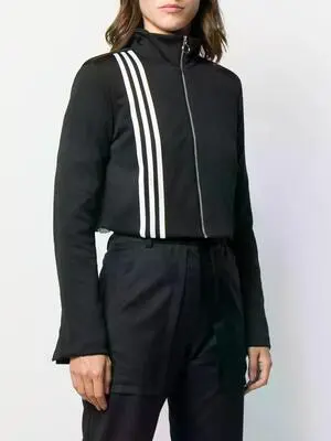 Adidas Cropped Sweatshirt With Zip And Signature Stripes