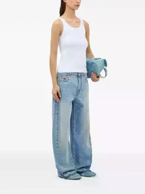 MSGM Lace-trim Bow Detail Ribbed Knit Top