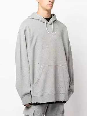 Givenchy Logo Embroidered Distressed Cotton Hoodie
