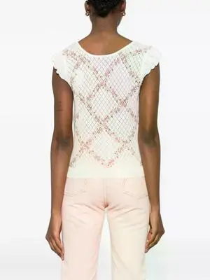 TWINSET Floral Print Short Sleeve Knit Top