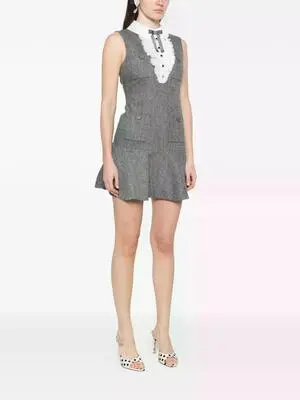 SELF-PORTRAIT Ruffled Collared Mini Dress - Grey