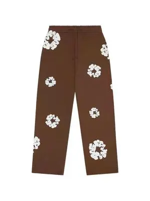 DENIM TEARS Wreath Open Hem Sweatpants - Brown