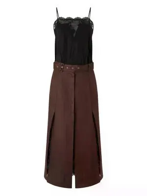 Pinko Lace Belted Dress - Brown