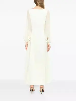 Versace Pleated Maxi Dress With Square Neck And Long Sleeves