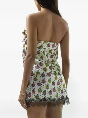 Gcds Printed Mini Dress With Lace Trim