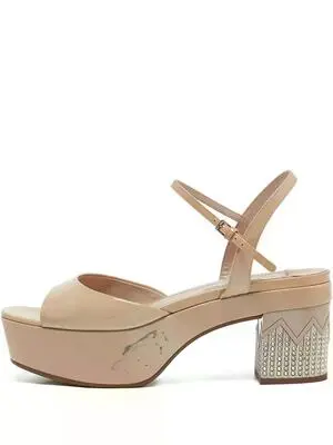 Miu Miu Patent Leather Platform Sandals - Neutrals
