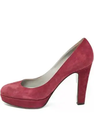 SERGIO ROSSI Suede Platform Block Heel Pumps