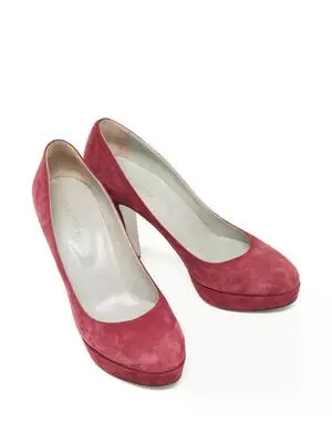 SERGIO ROSSI Suede Platform Block Heel Pumps