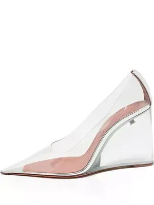 Amina Muaddi Transparent Wedge Pumps - Neutrals