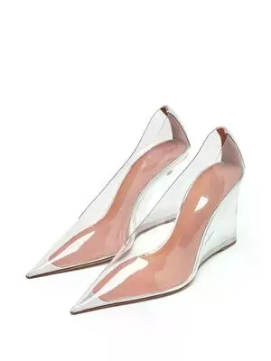 Amina Muaddi Transparent Wedge Pumps - Neutrals