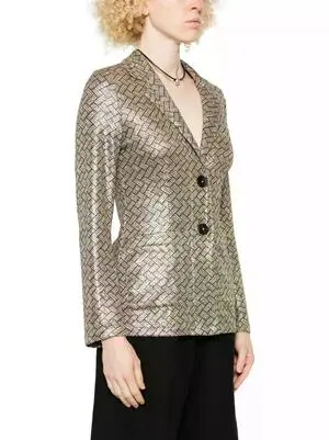 SIYU Patterned Button-fastening Blazer - Silver