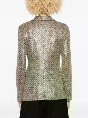 SIYU Patterned Button-fastening Blazer - Silver