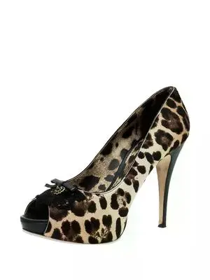 Dolce & Gabbana 120mm Leopard-print Peep-toe Pumps