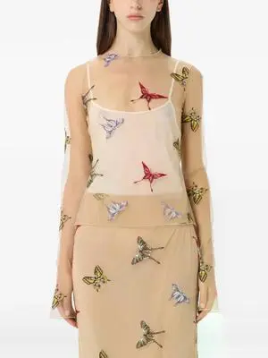 Blumarine Embroidered Tulle Blouse