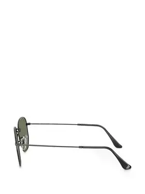Ray-ban Hexagonal Frame Mirrored Lens Sunglasses - Black