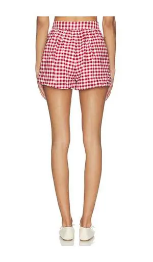 MAUDE CLUB Gingham Check Capri Shorts