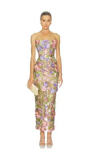 BRONX BANCO Iris Floral Maraya Strapless Ankle Dress - Pink