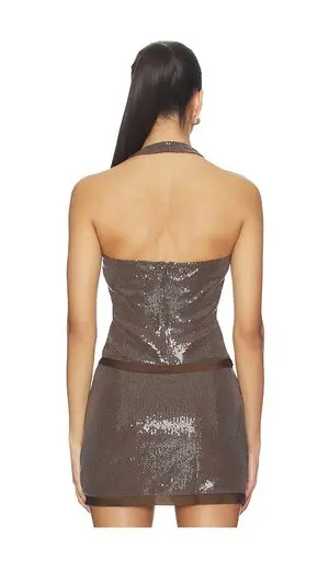 PRIVATE POLICY Gather Sequin Halter Top