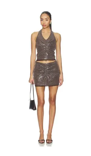 PRIVATE POLICY Gather Sequin Halter Top