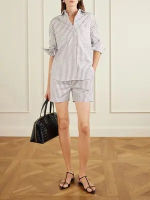 Loulou De Saison Lory Striped Cotton-poplin Shorts - Multi