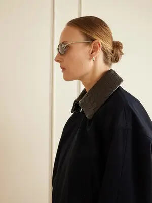Bottega Veneta Knot Rectangular-frame Acetate And Silver-tone Sunglasses - Neutrals