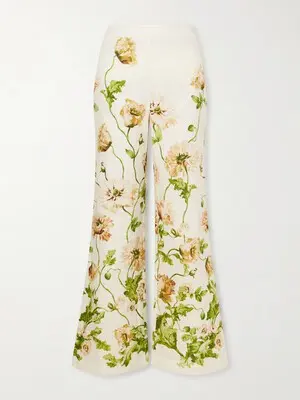 Cara Cara Cara Cara Floral-Print Linen Wide-Leg Trousers Multi