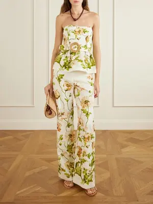Cara Cara Floral-print Linen Wide-leg Trousers - Multi