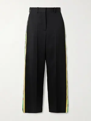 Loewe Striped Wool Straight-leg Trousers - Black