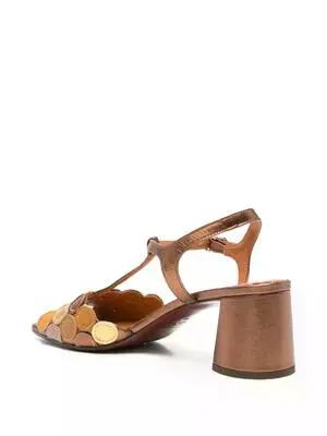 Chie Mihara Metallic-effect Sandals With Patchwork Detail - Brown