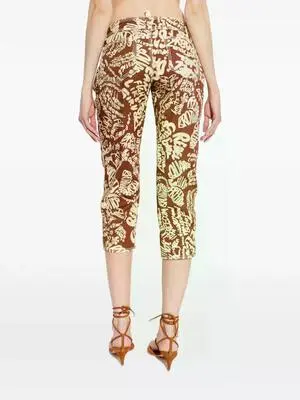 Dsquared2 Rebel Hibiscus Print Stretch Cotton Twill Trousers