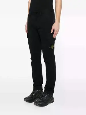 Stone Island Logo Patch Cargo Trousers - Black