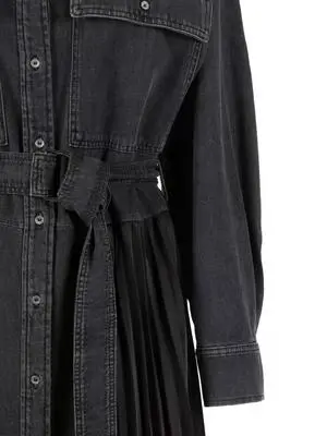 Max Mara Belted Pleated Shirt Dress