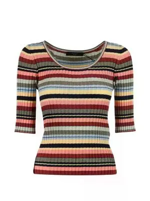 Max Mara Striped Cropped-sleeve Top