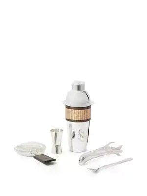 Brunello Cucinelli Plated Steel And Techno Raffia Cocktail Set - Silver