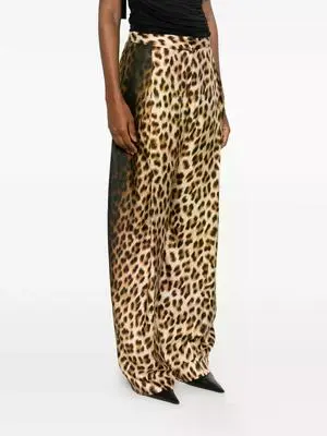 Sportmax Leopard-print Silk Trousers - Neutrals