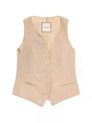 Tagliatore V-neck Vest With Covered Buttons - Neutrals