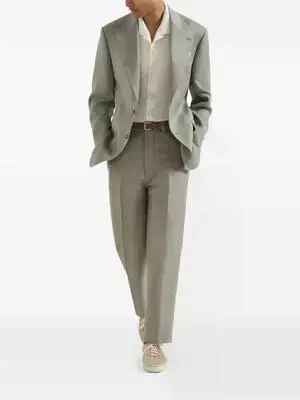 Brunello Cucinelli Cotton And Linen Panama Trousers With Pleat