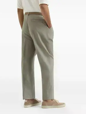 Brunello Cucinelli Cotton And Linen Panama Trousers With Pleat