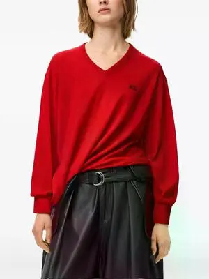 Loewe Twisted V-neck Long Sleeve Sweater - Red