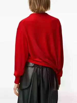 Loewe Twisted V-neck Long Sleeve Sweater - Red