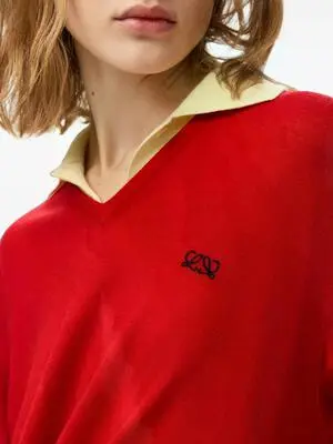 Loewe Twisted V-neck Long Sleeve Sweater - Red