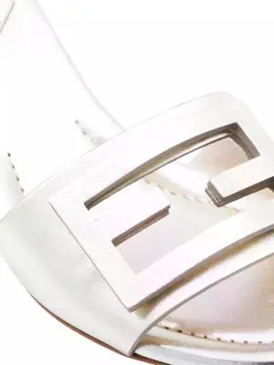 Fendi Baguette Platinum Logo Block Heel Sandals