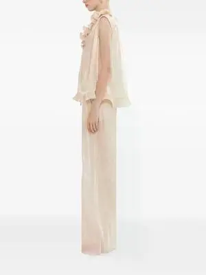 NISSA Sleeveless Ruffled Chiffon Top - Neutrals