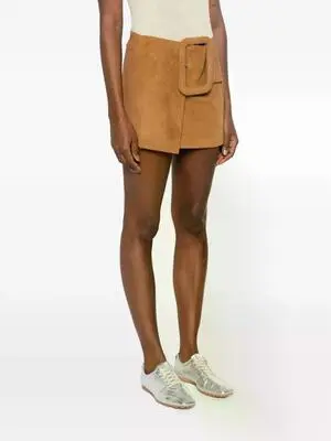 AMI Paris Buckled A-line Mini Skirt - Brown